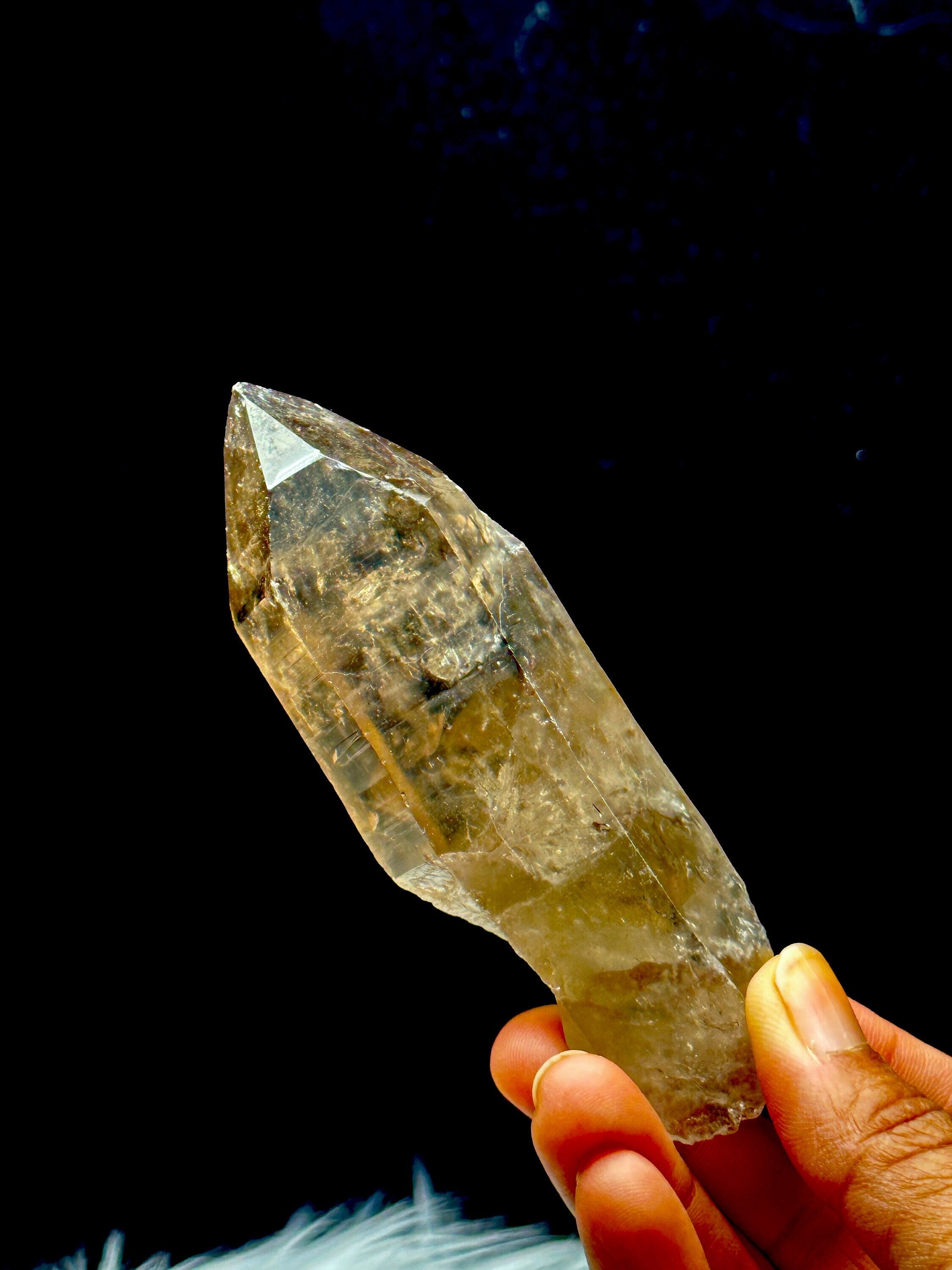 Natural Smoky Lemurian Quartz Crystal Raw Specimen - 147g, 4.5 inches – NirViv Crystals and Jewels