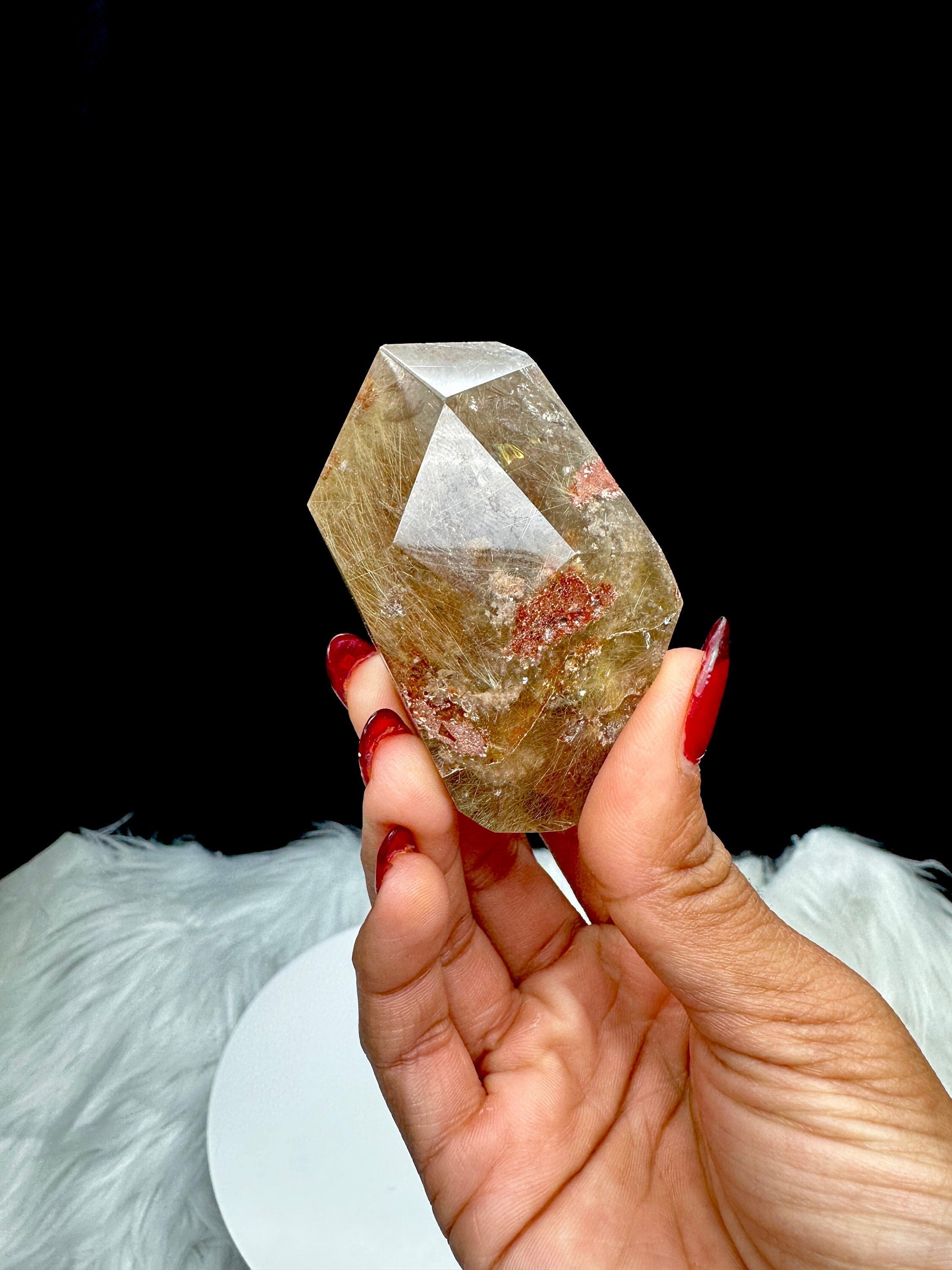 Golden Rutile Quartz with inclusions, Rutile quartz freeform, Rutile G ...