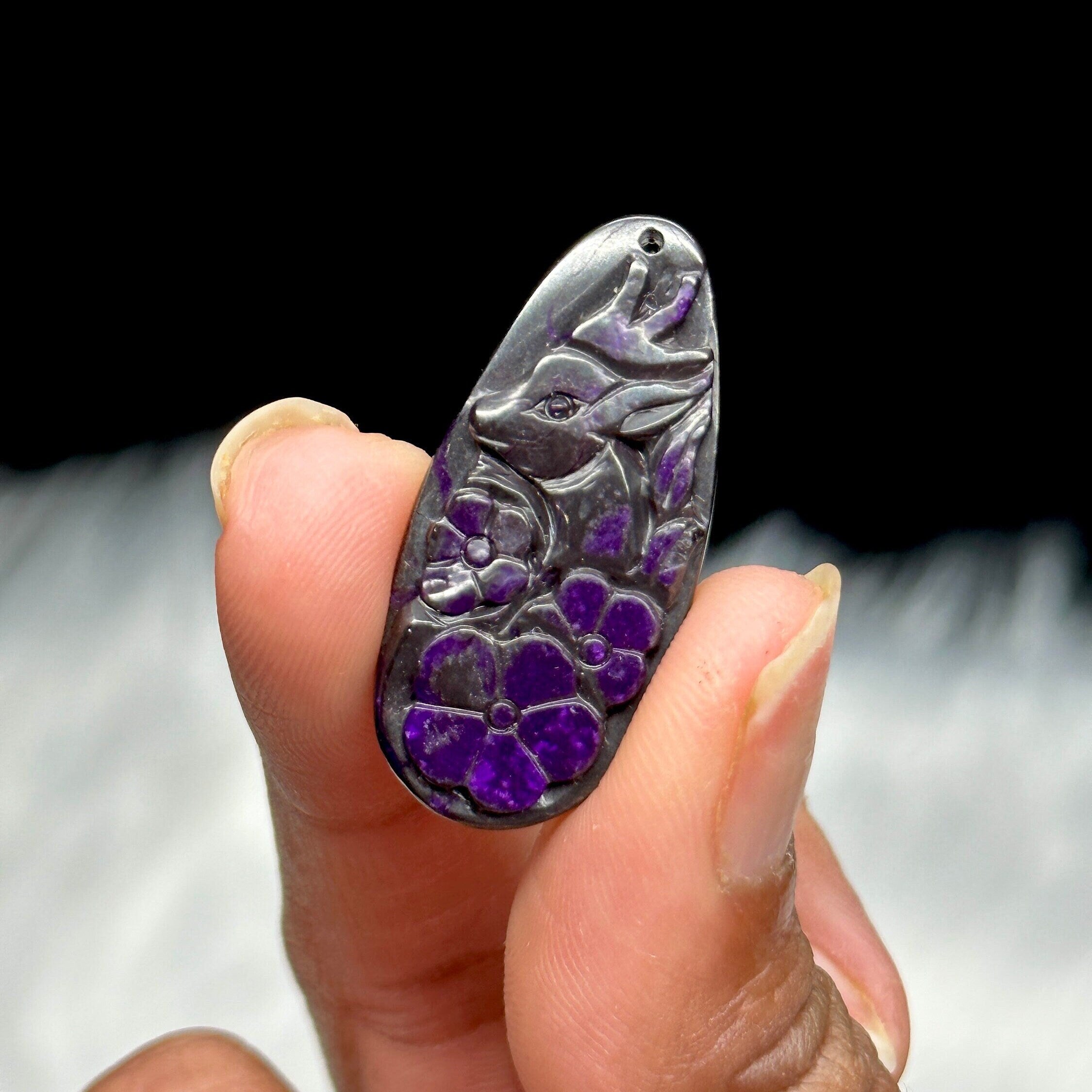 Carved Natural Sugilite Pendant , Sugilite Crystal Pendant – NirViv ...